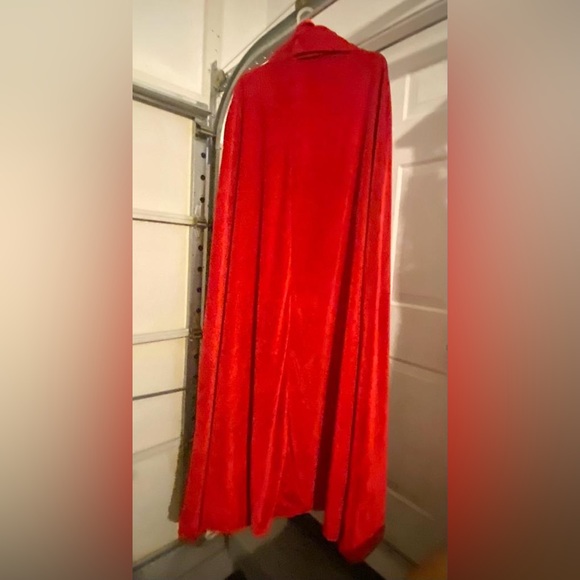 Accessories | Medieval Vintage Red Suede Fabric Velvet Hooded Long Robe ...
